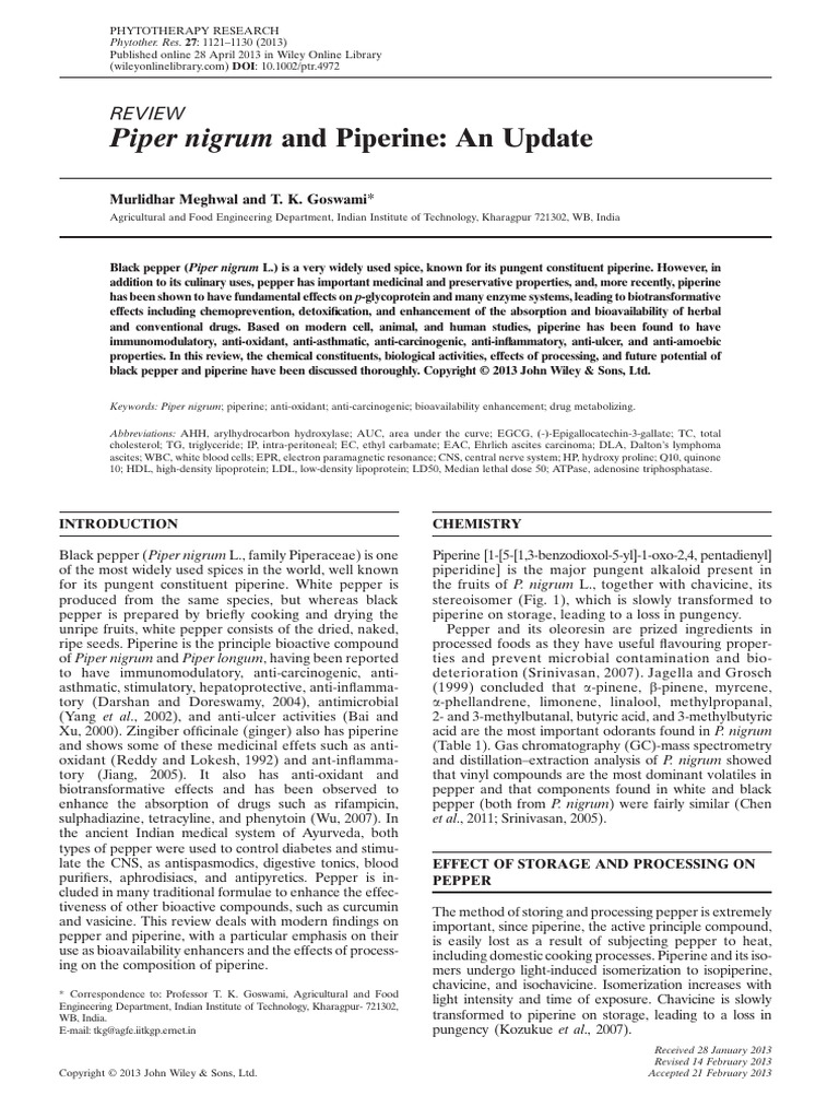 Piper Nigrum and Piperine | PDF | Mitochondrion | Glutathione