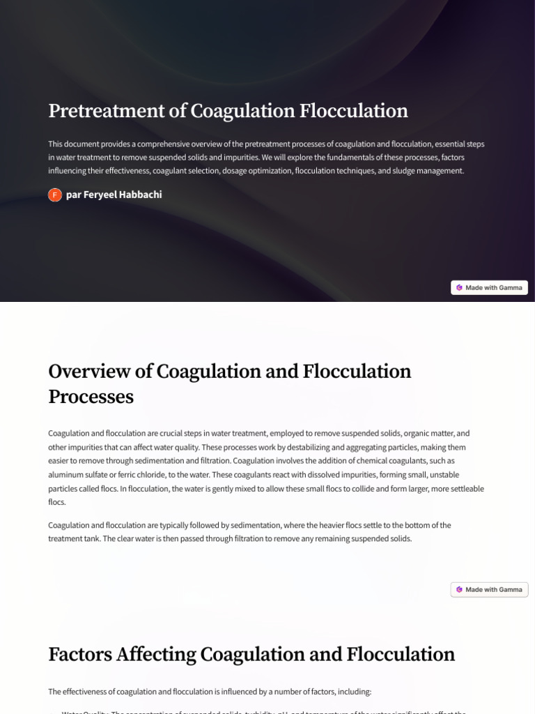 Pretreatment of Coagulation Flocculation | PDF | Water Purification | Environmental Engineering