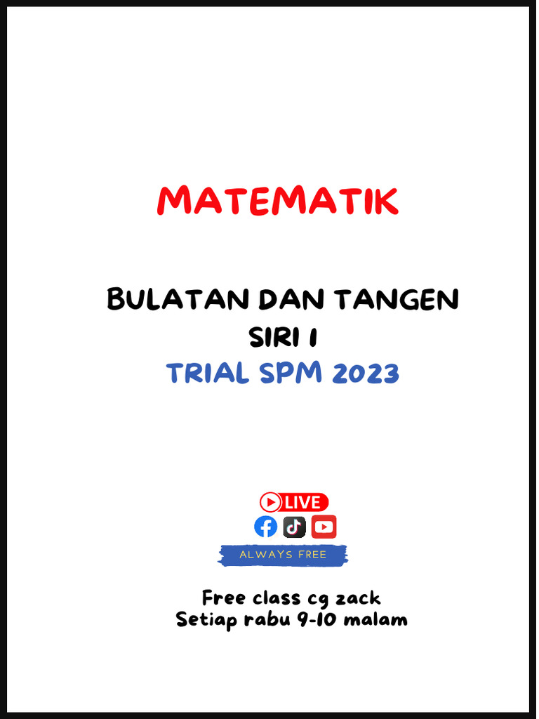 Trial SPM 2023 Bulatan Dan Tangen Siri 1 | PDF