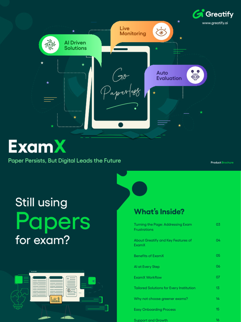 Greatify ExamX Digital Brochure | PDF | Analytics | Artificial Intelligence