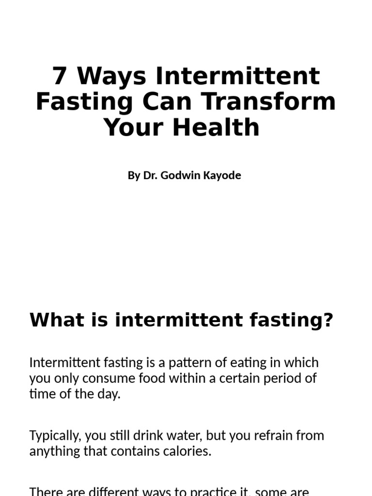 Intermittent Fasting Class | PDF | Intermittent Fasting | Fasting
