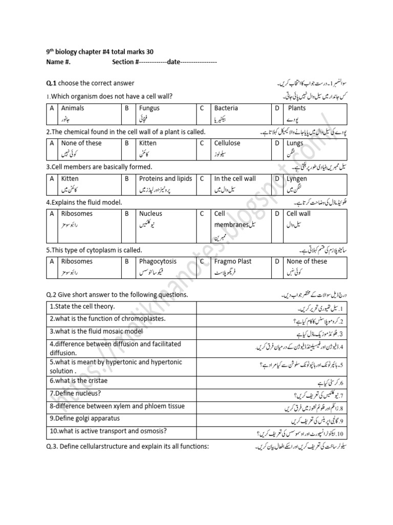 9th Chepter 4biology | PDF