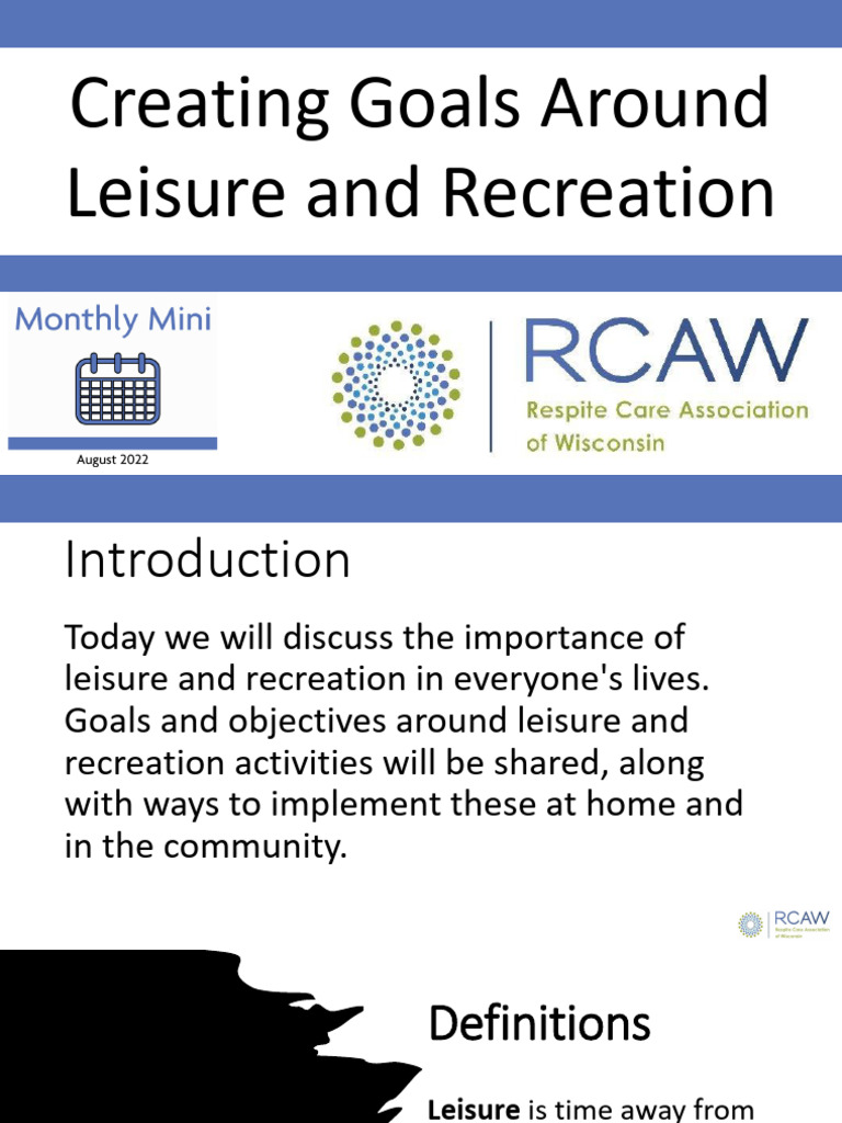 MM Recreation Goals | PDF | Recreation | Goal