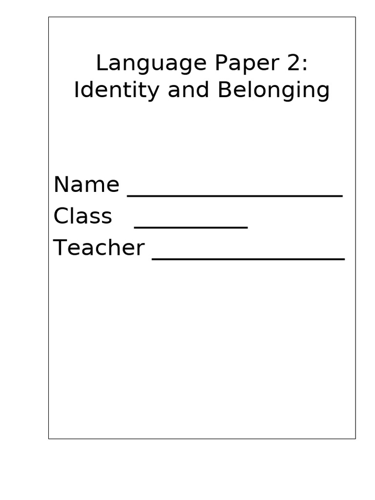 Identity and Belonging Paper 2 Booklet | PDF