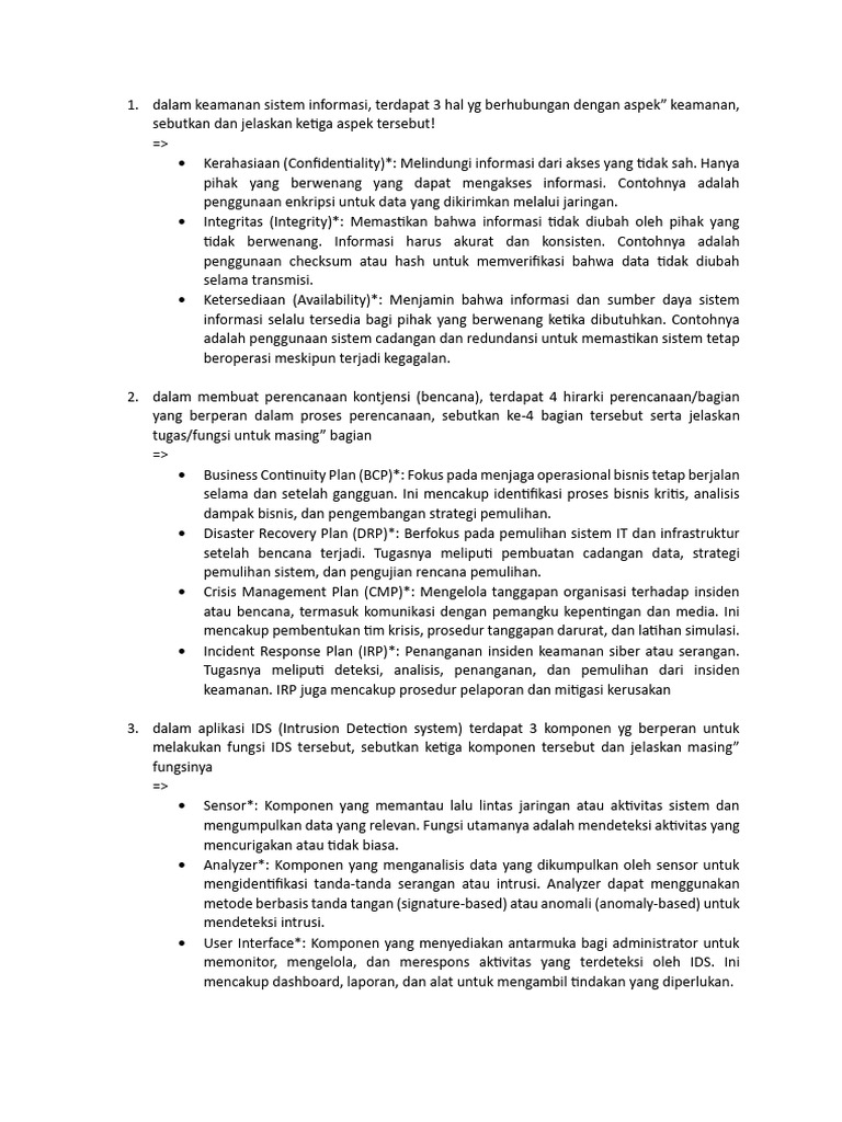 Aspek Keamanan Sistem Informasi dan Rencana Kontinjensi | PDF
