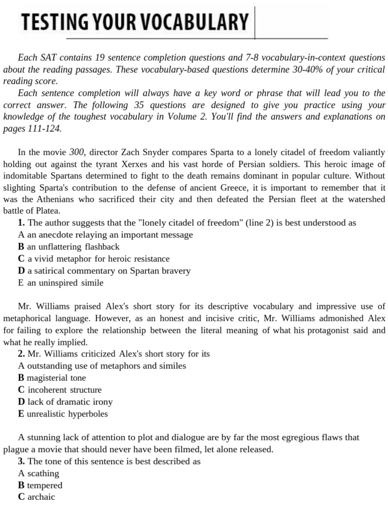 Vocab 2 test | PDF | Sparta