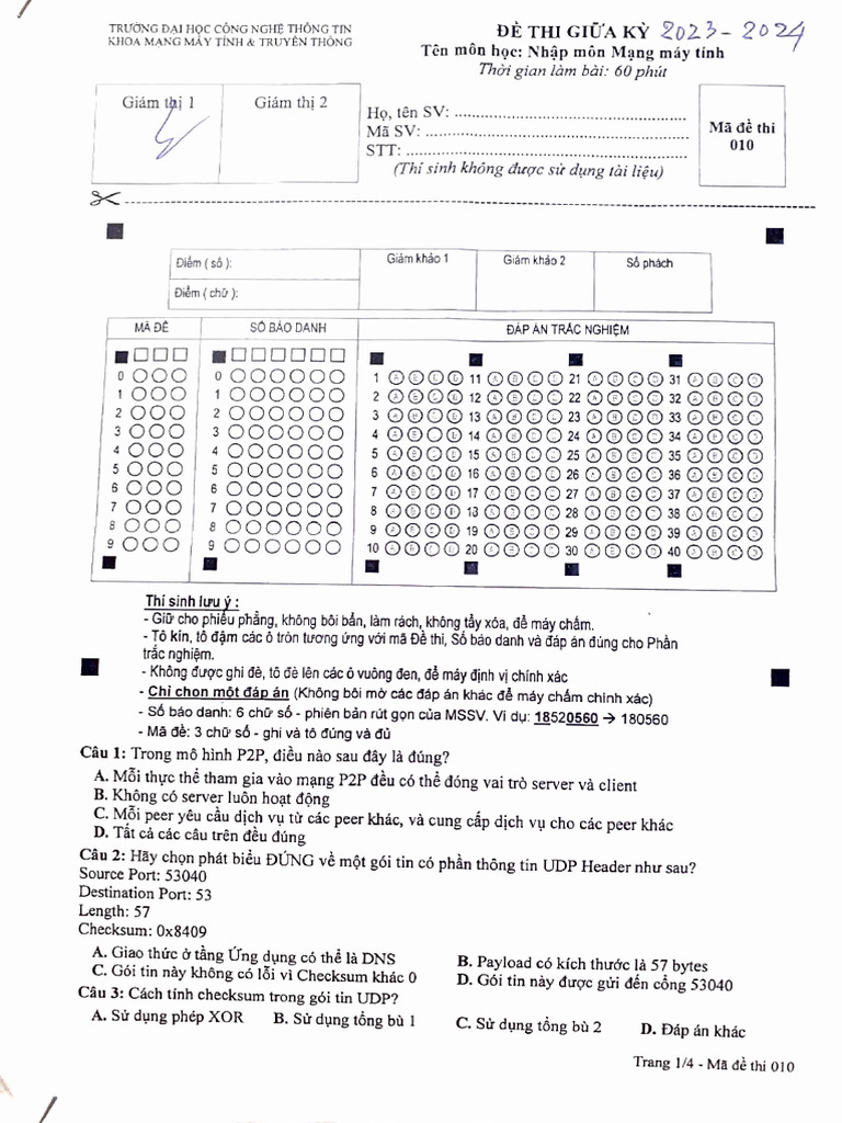 Đe Thi GK 2023 2024 | PDF