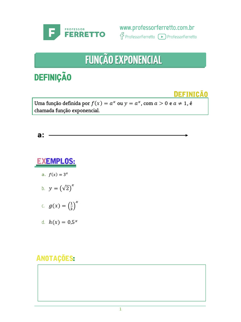 Função Exponencial: Definição e Exemplos | PDF