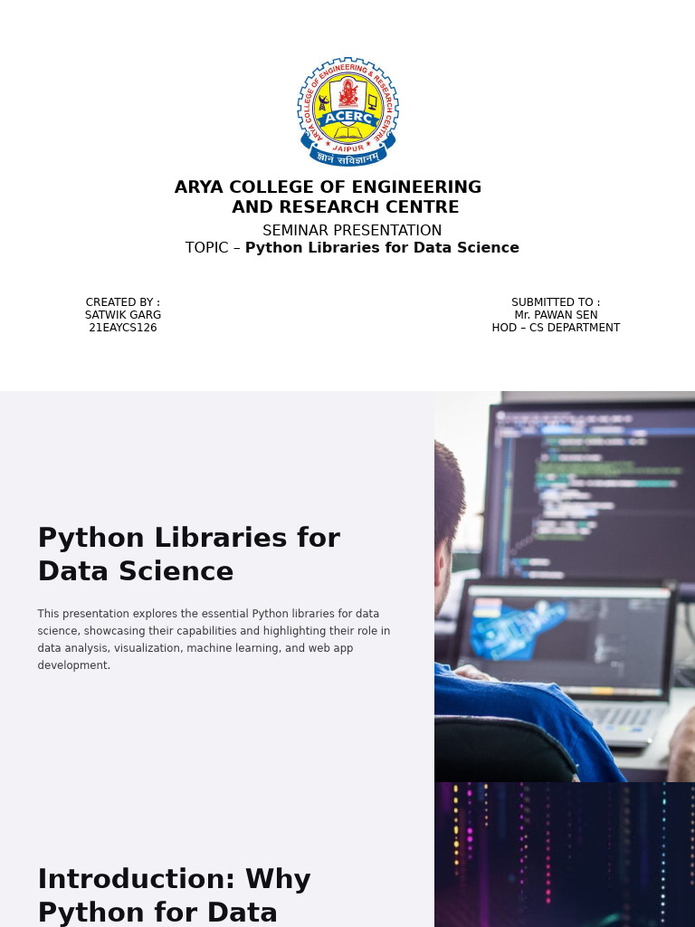 Python-Libraries SEMINAR | PDF | Machine Learning | Python (Programming Language)