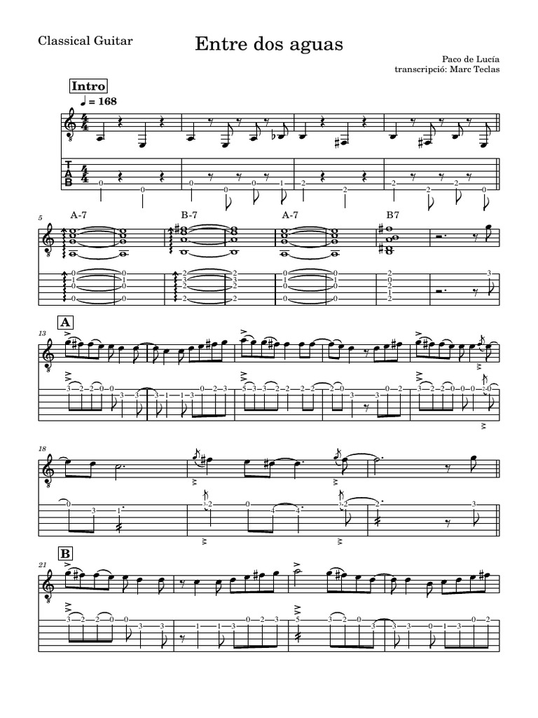 Tabs pour "Entre dos aguas" | PDF