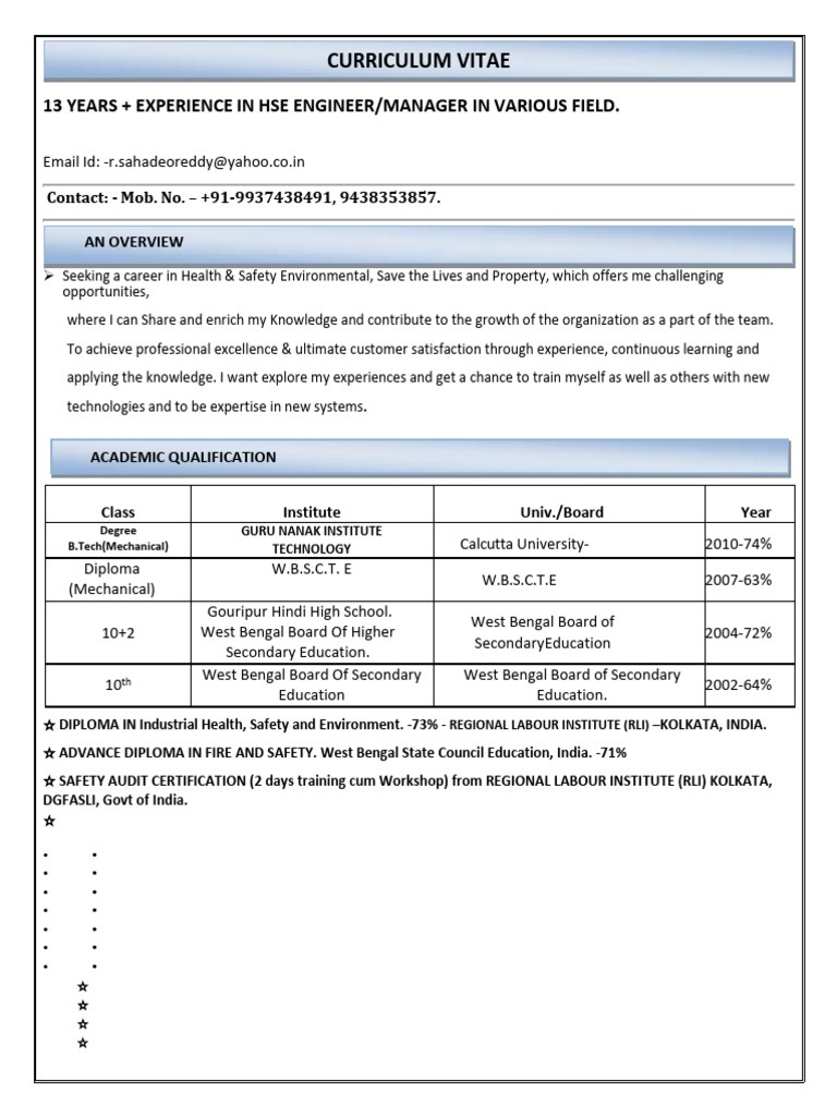 R.S Reddy Safety Lead CV | PDF | Occupational Safety And Health | Fire Safety