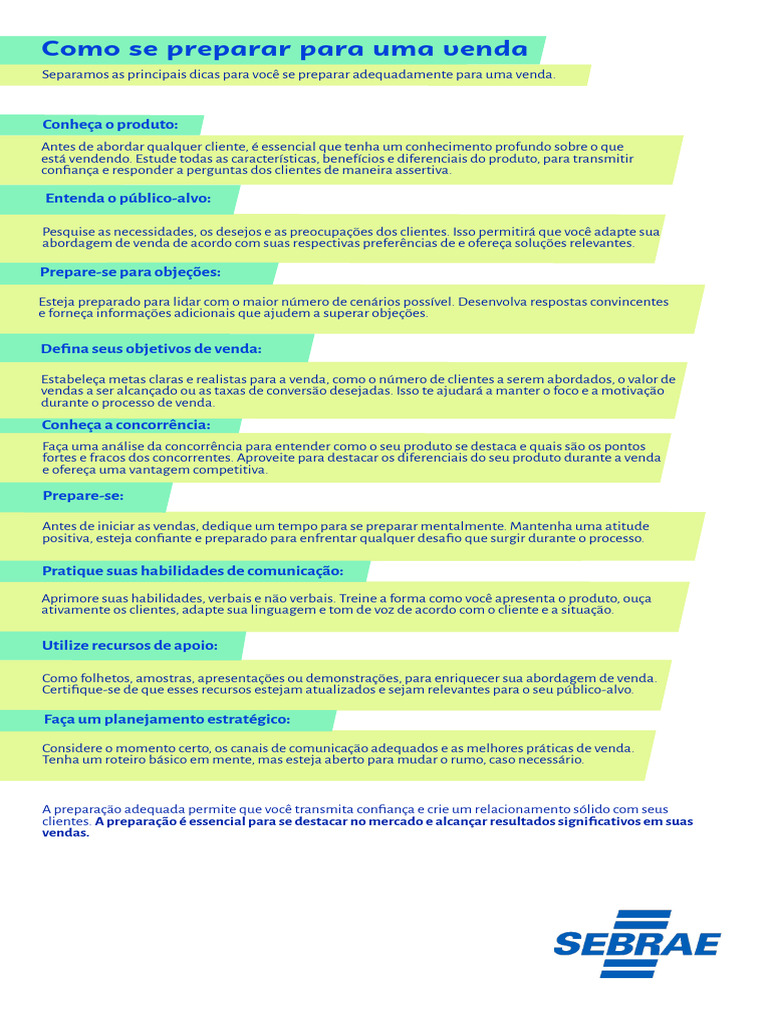 Dicas - Como Se Preparar para Uma Venda | PDF