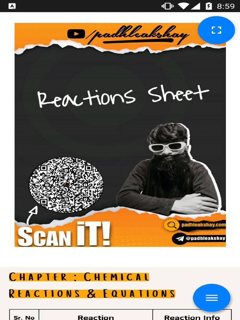 Reactions Sheet | PDF