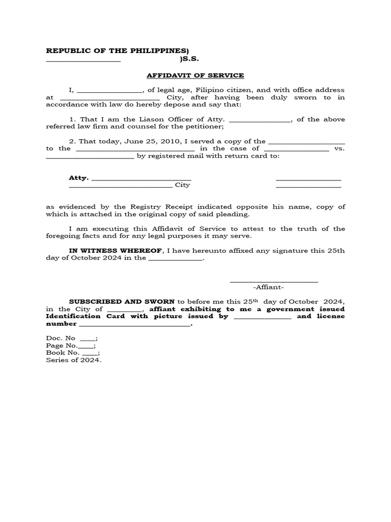 Affidavit of Proof of Service | PDF