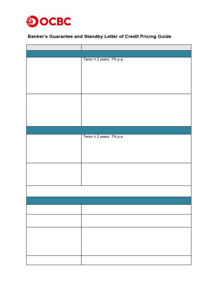 bg-sblc-pricing-guide | PDF | Letter Of Credit | Financial Services