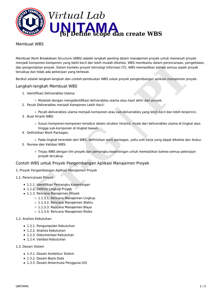 Panduan Membuat WBS Proyek TI | PDF
