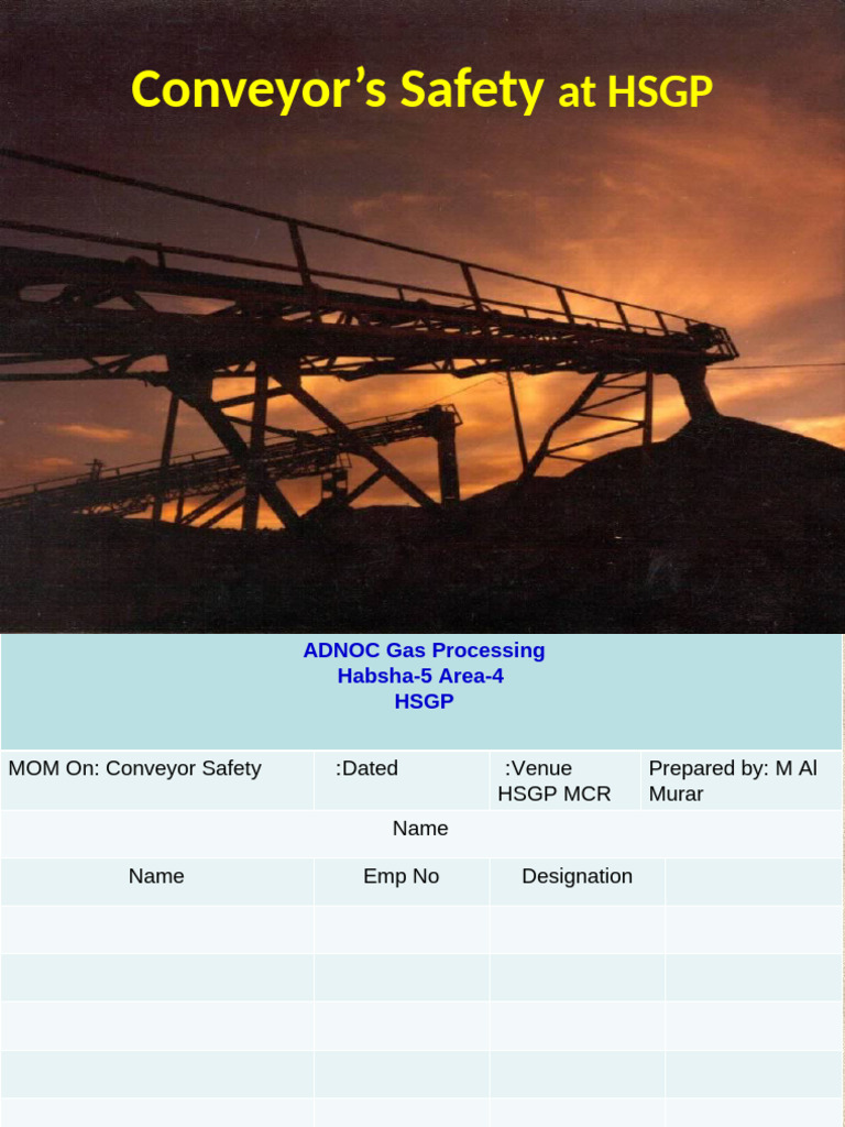 MOM On Conveyor Safety | PDF | Belt (Mechanical) | Hazards