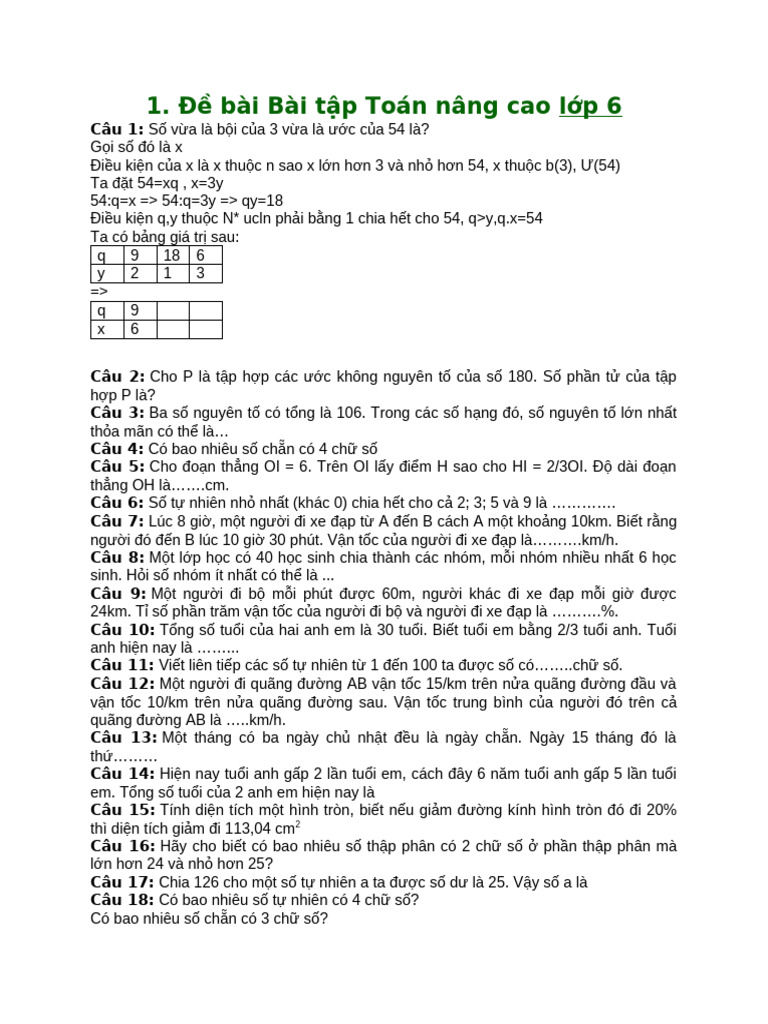 100 Bài Toán Khó L P 6 | PDF