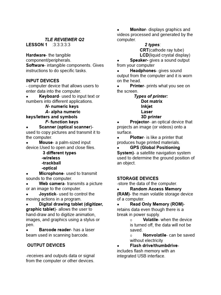 Tle Reviewer q2 l1-3 | PDF | Computer Data Storage | Usb Flash Drive