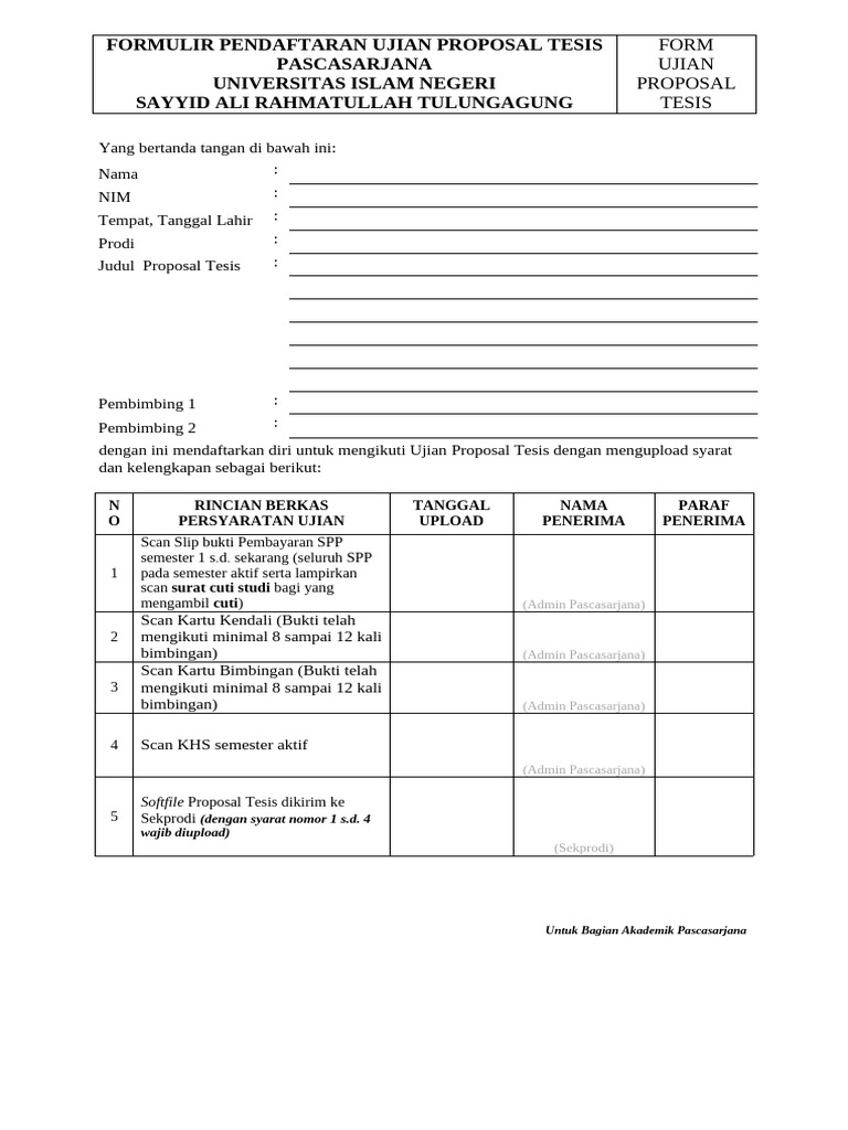 Formulir Proposal Tesis UIN SATU | PDF