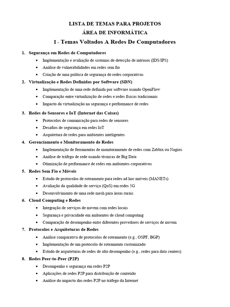 Temas de Projetos em Redes de Computadores | PDF | Voz sobre IP (VoIP ...