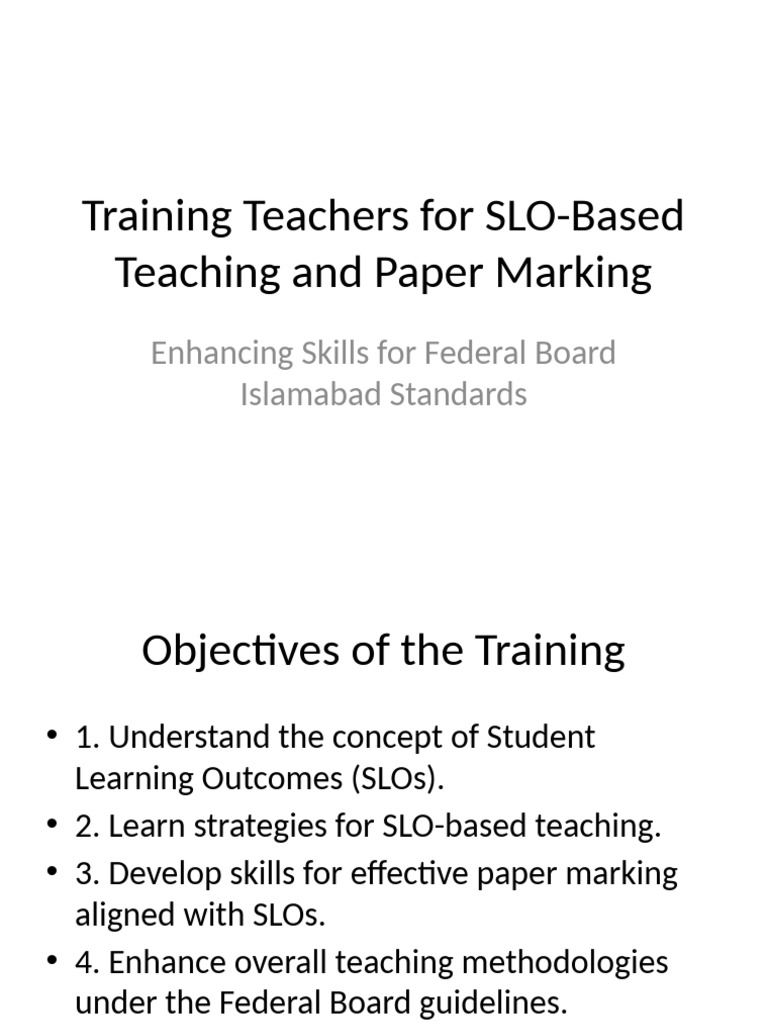 Training Teachers SLO Based Teaching | PDF