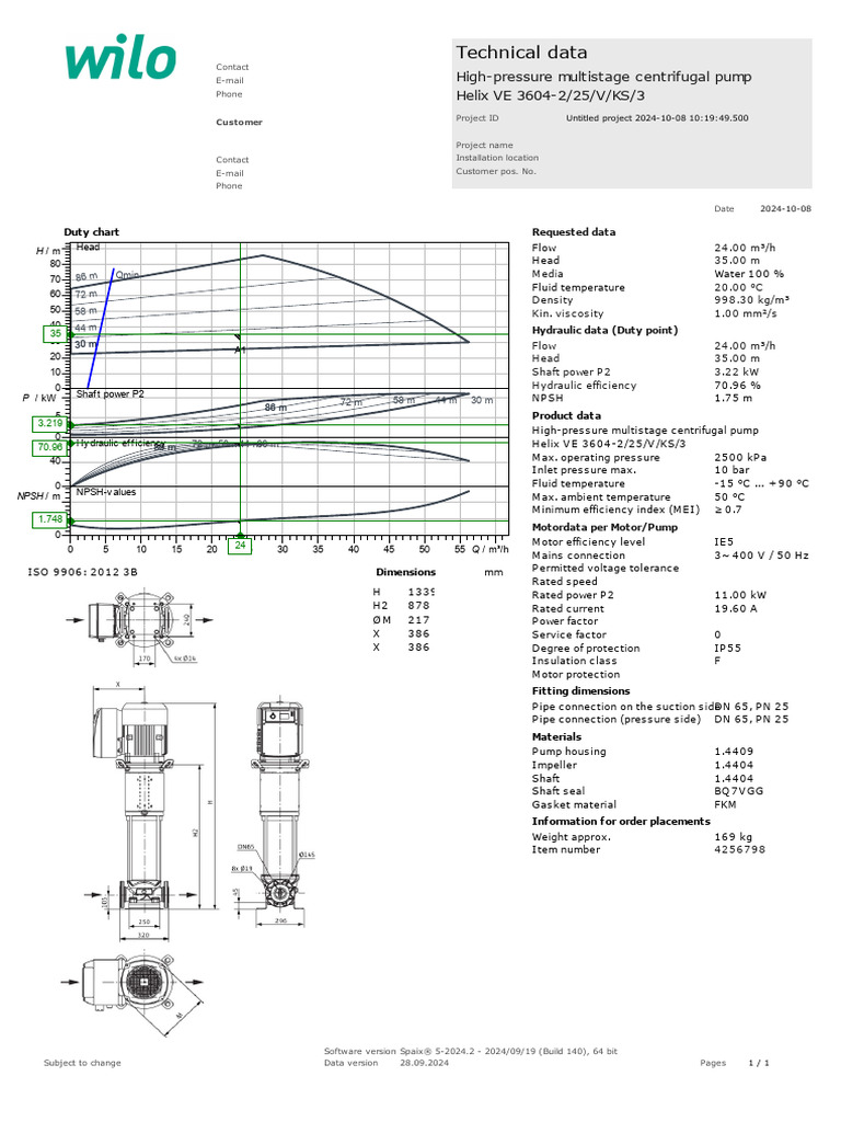 Data Sheet Helix VE 3604-2 25 V KS 3 | PDF | Pump | Gases