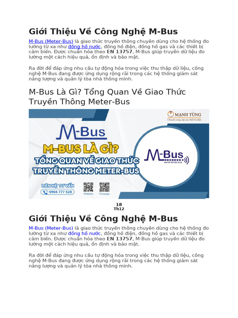 Giới Thiệu Về Công Nghệ MBUS | PDF
