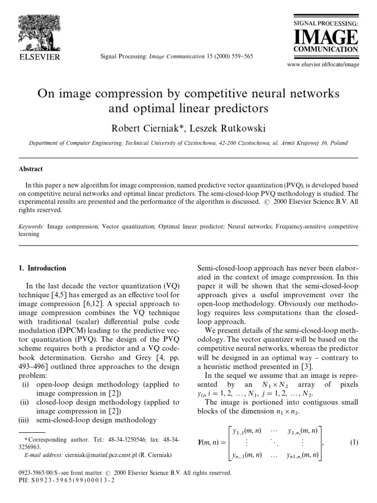 (eBook - Artificial Intelligence) - On image compression by competitive neural networks | PDF ...