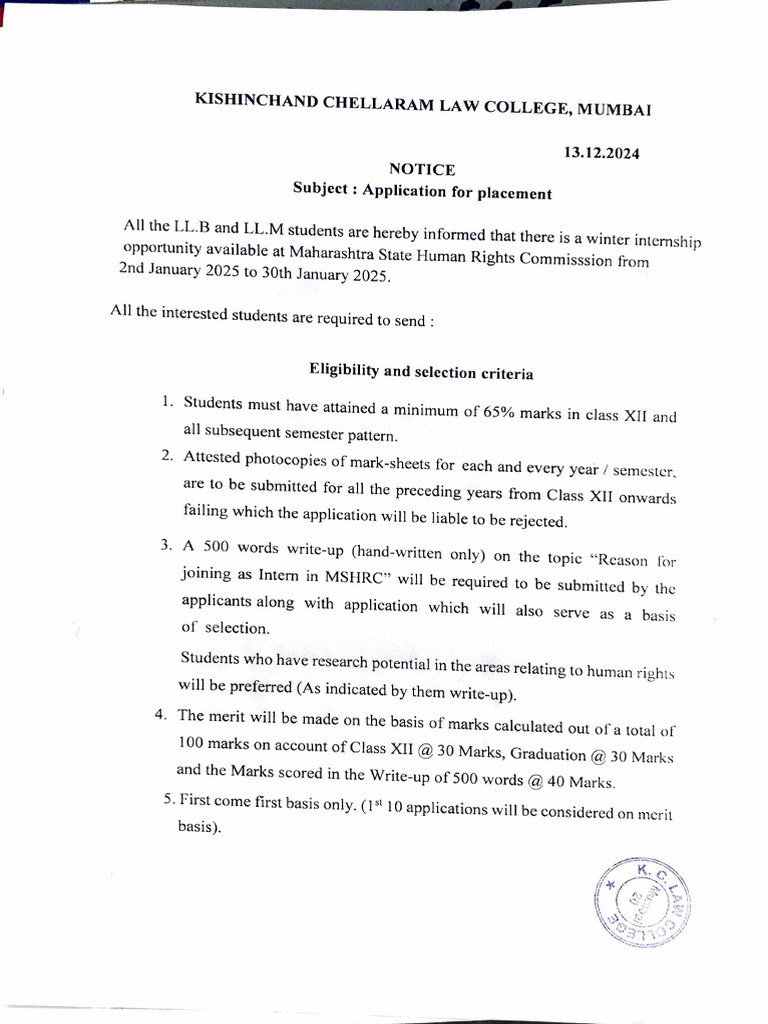 Application For Placement 2024 1734348577 | PDF