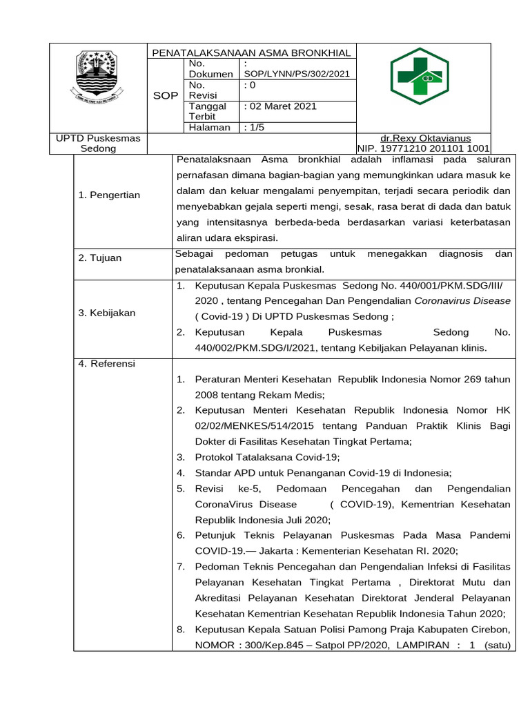SOP Penatalaksanaan Asma | PDF
