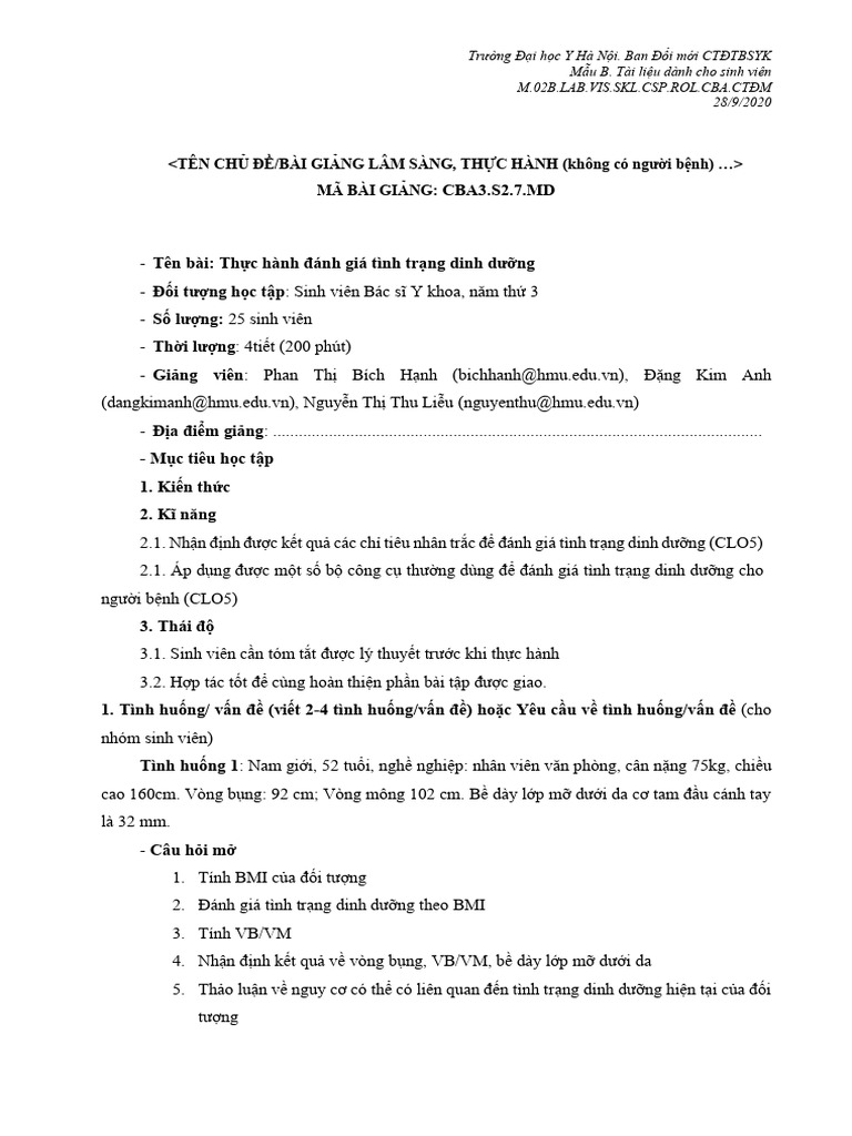 CBA3 (Heading) Đánh Giá TTDD | PDF