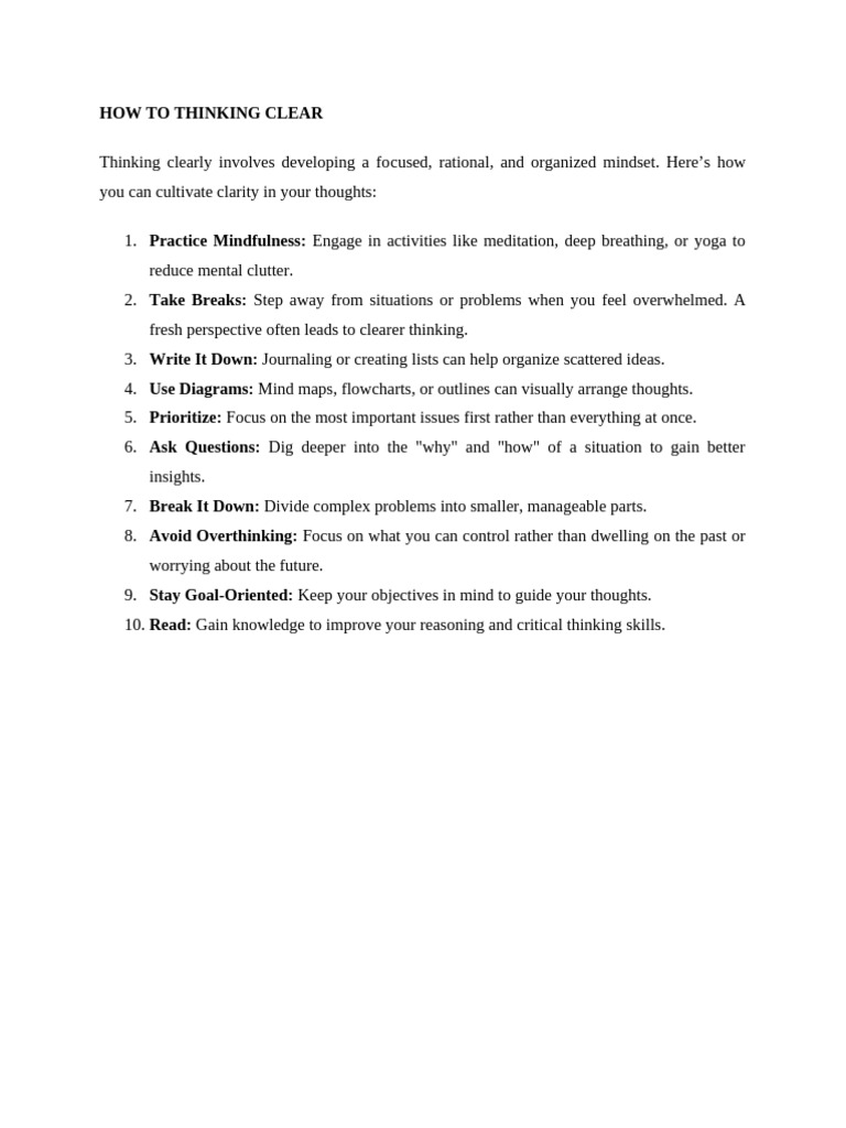 How To Thinking Clear | PDF