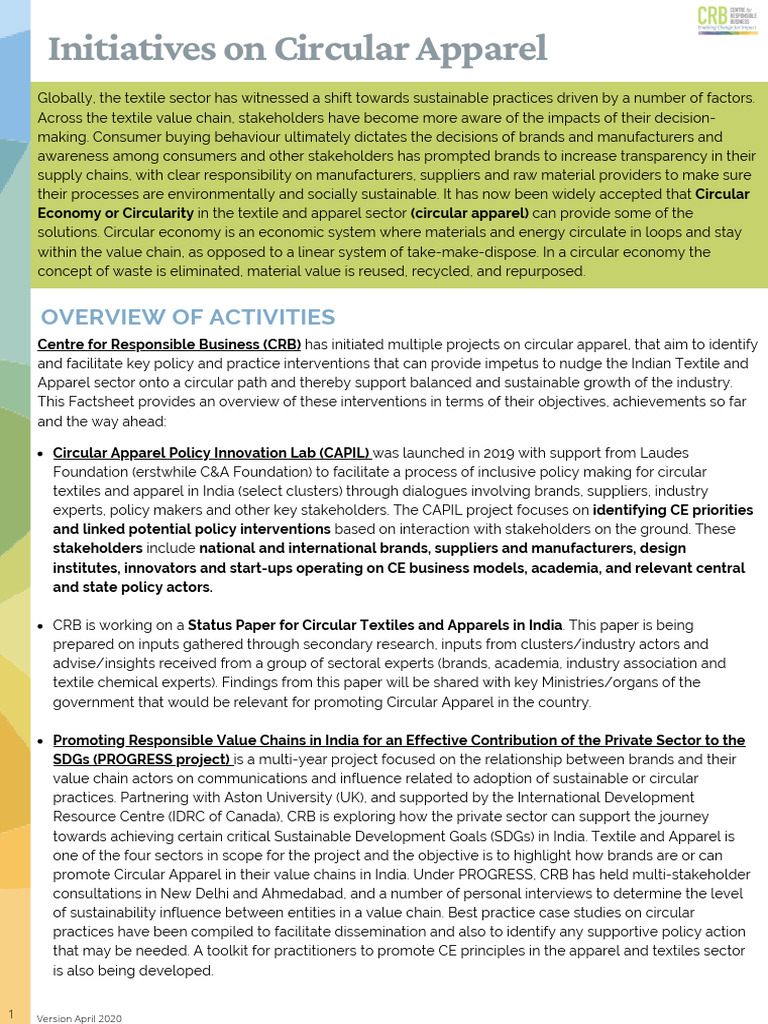 Circular-Apparel | PDF | Supply Chain | Sustainability Circular-Apparel | PDF | Supply Chain | Sustainability