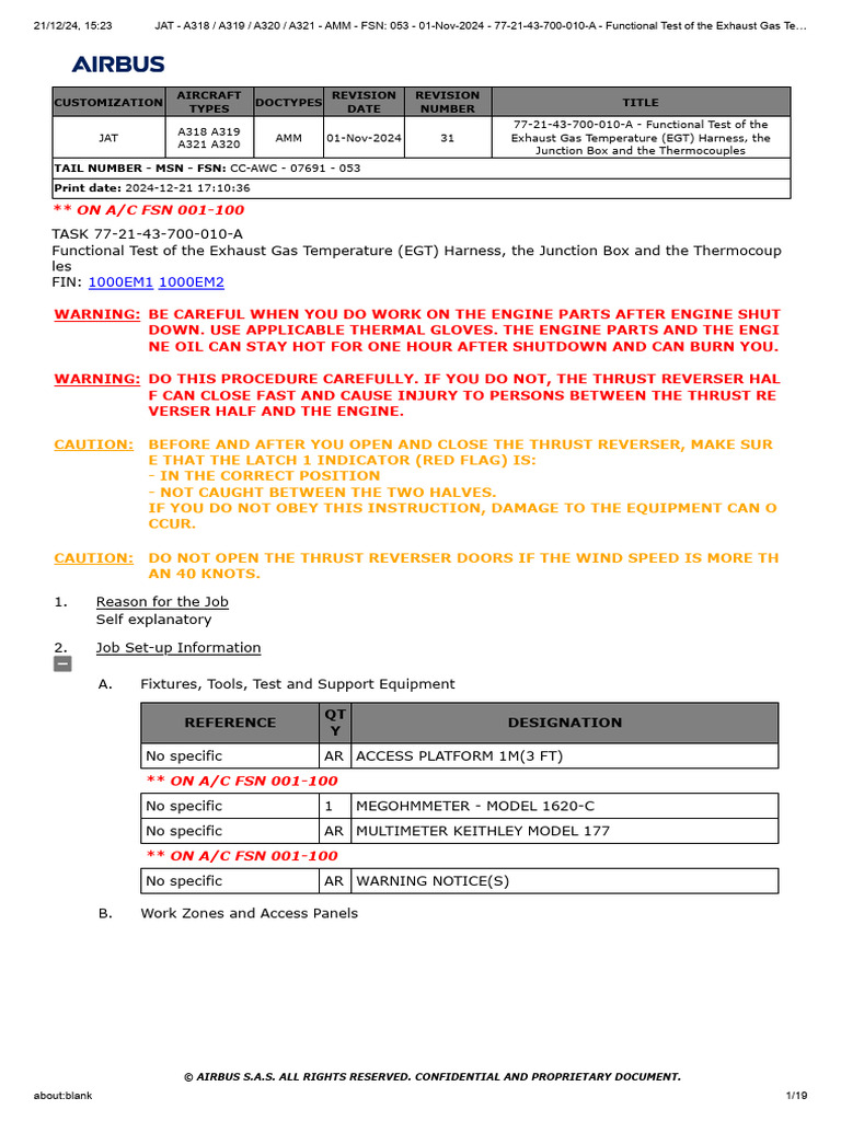 AMM 77-21-43-700-010-A - Functional Test of The Exhaust Gas Temperature ...