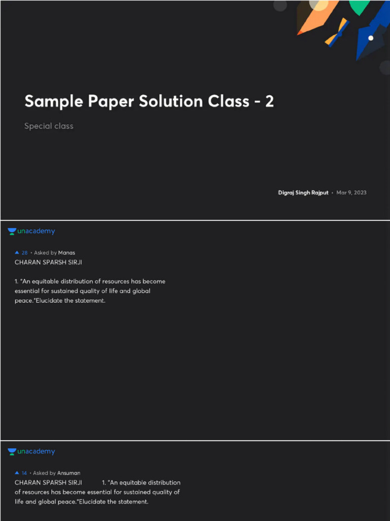 Sample Paper Solution Class 2 No Anno | PDF
