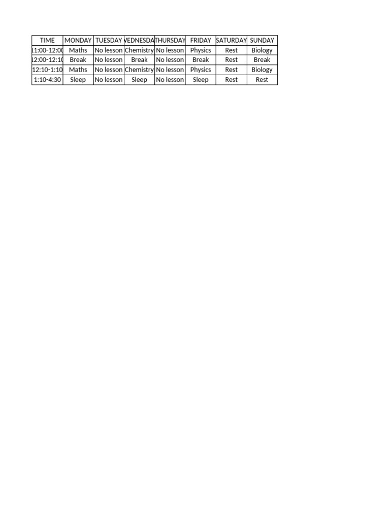 Study TimeTable | PDF