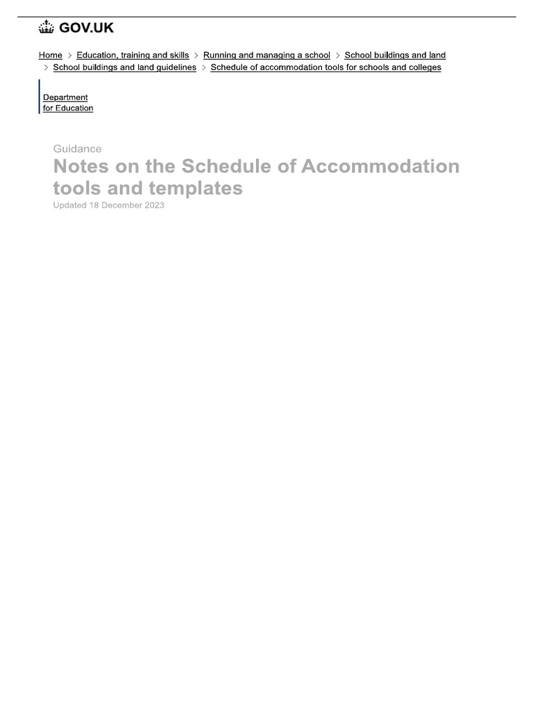 Notes of The Schedule of Accommodation Tools and Templates | PDF