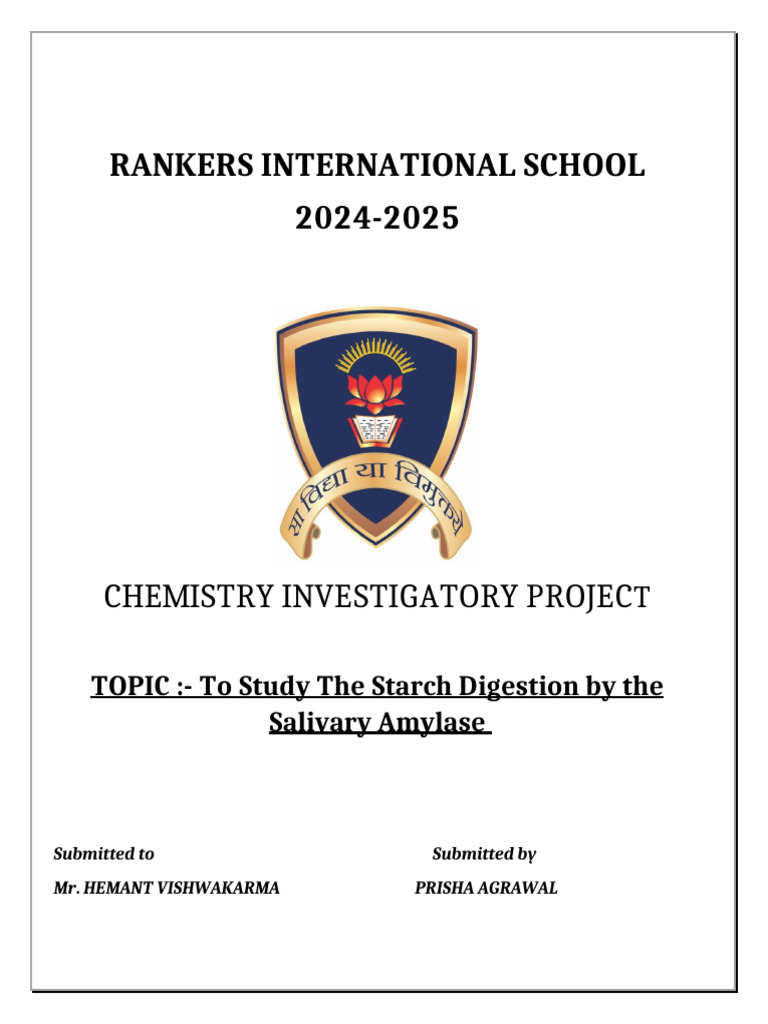 CHEMISTRY Investigatory Project | PDF | Chemistry