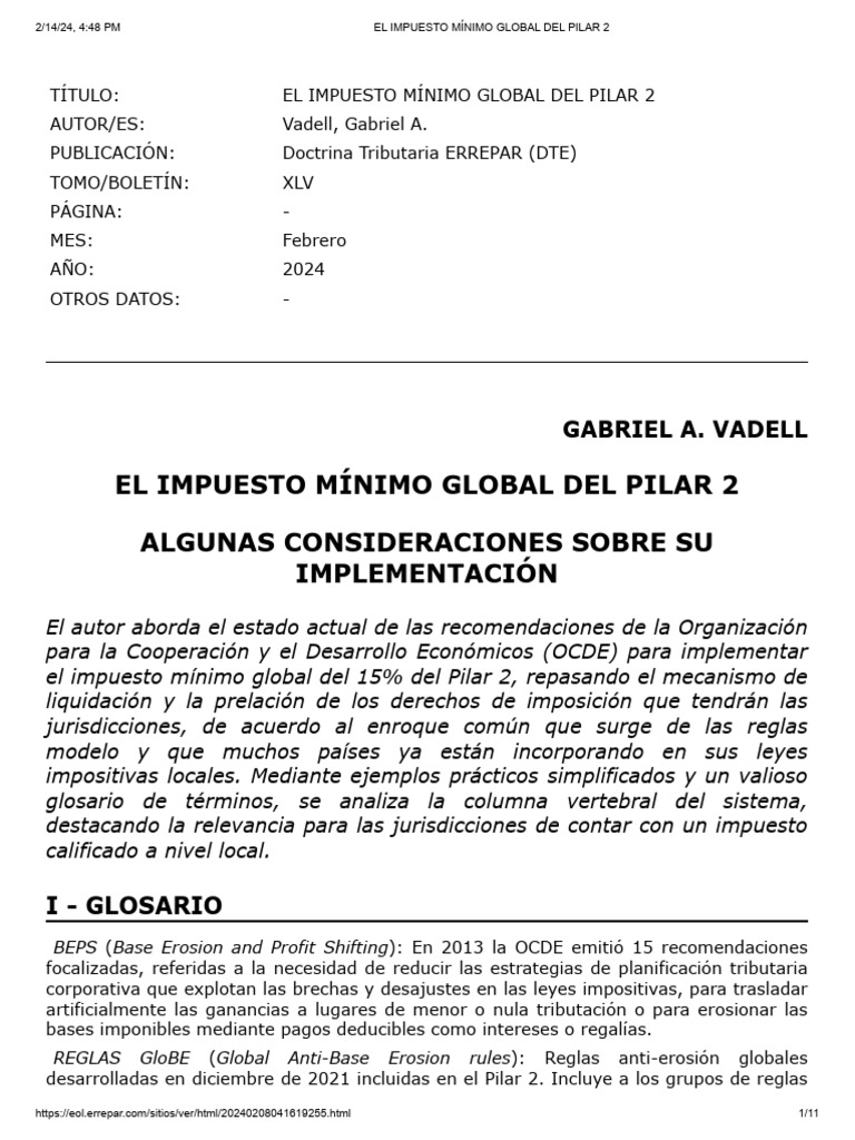 El Impuesto Mínimo Global Del Pilar 2 | PDF | Impuestos | Contabilidad