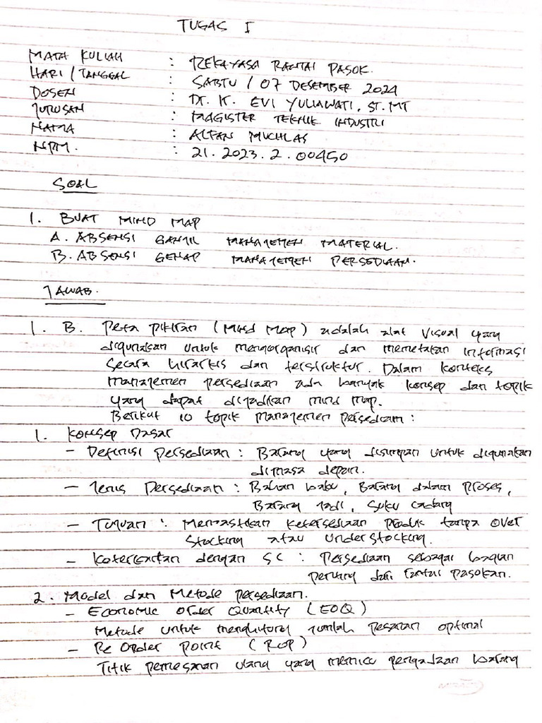 Tugas 1 - 21.2023.2.00450 - Alfan Muchlas - Rekayasa Rantai Pasok | PDF