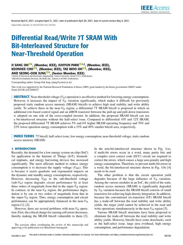 Differential ReadWrite 7T SRAM With Bit-Interleave | PDF | Digital ...