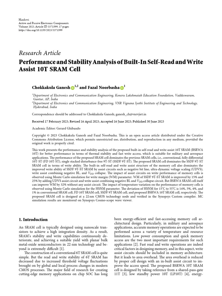Performance and Stability Analysis of Built-In Sel | PDF | Computer ...