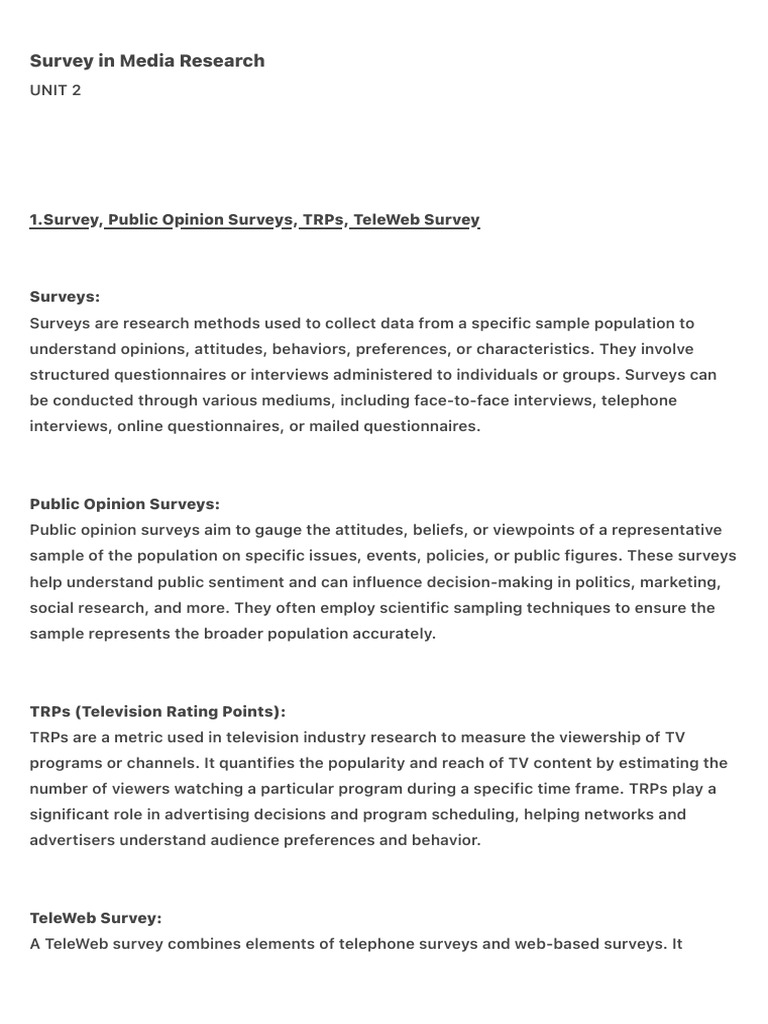 MR UNIT 2 | PDF | Audience Measurement | Survey Methodology