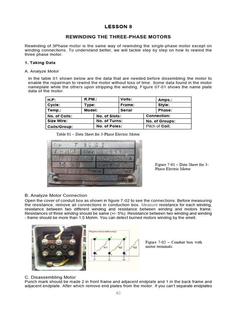 Three-Phase Motor Rewinding Guide | PDF | Wire | Electric Motor