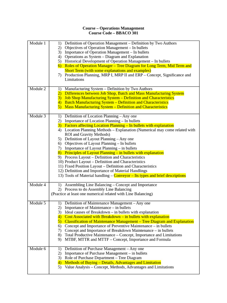 Question For BBA CO 301 | PDF | Production And Manufacturing | Business ...