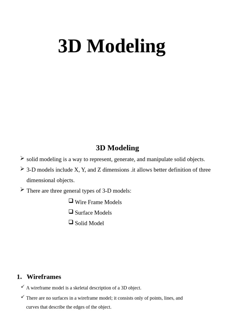 3D modeling | PDF | 3 D Computer Graphics | 3 D Modeling