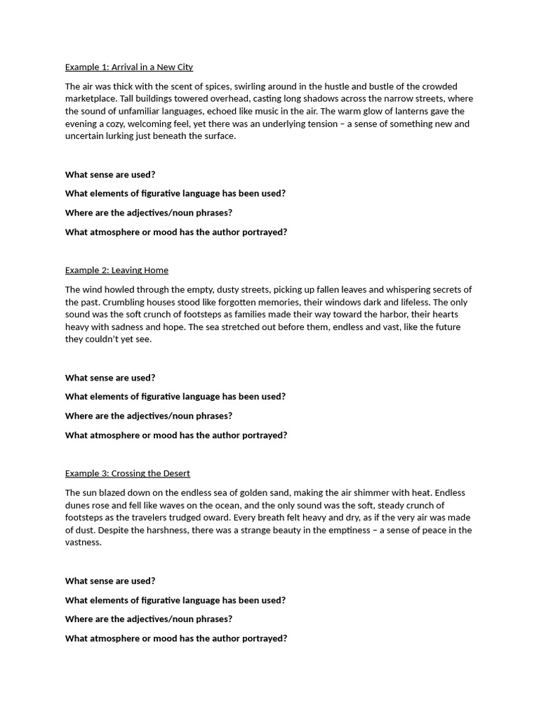 Examples of Setting Description Writing 복사본 | PDF