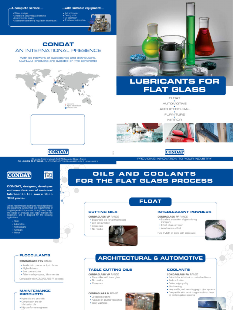 CONDAT - Lubricants For Flat Glass | PDF | Lubricant | Coolant