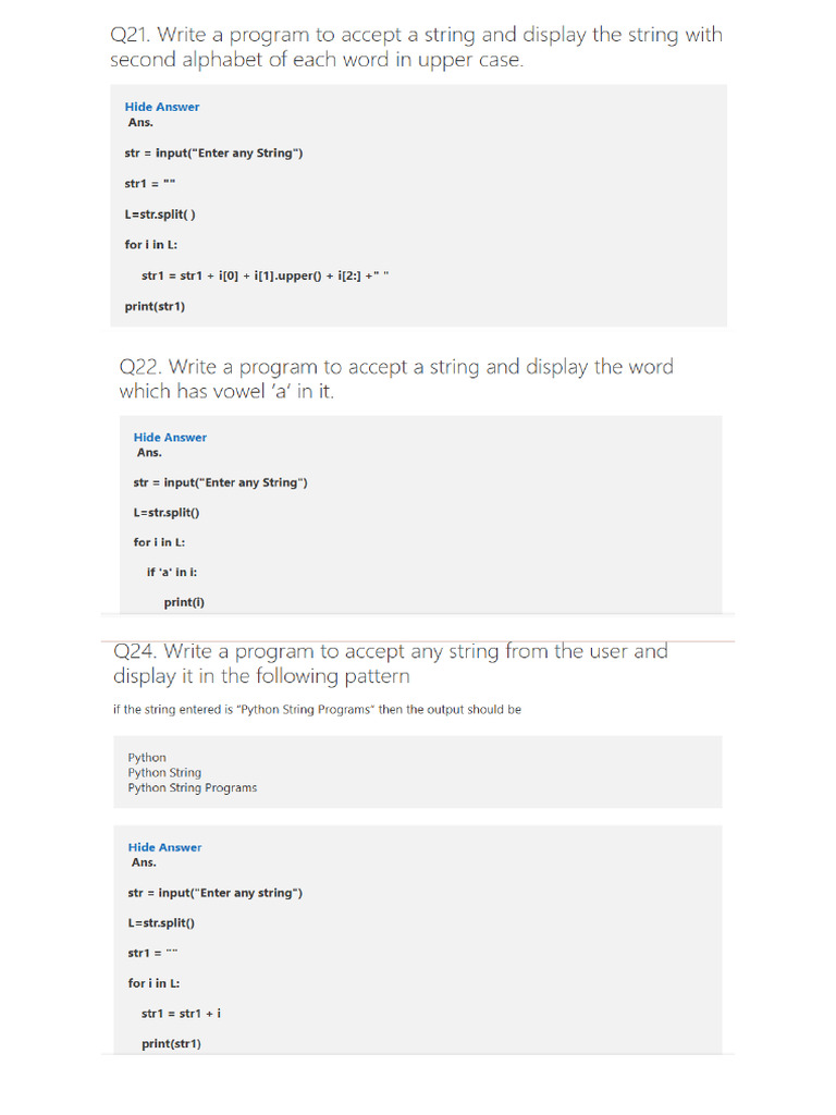 String Practice Sheet-1 | PDF